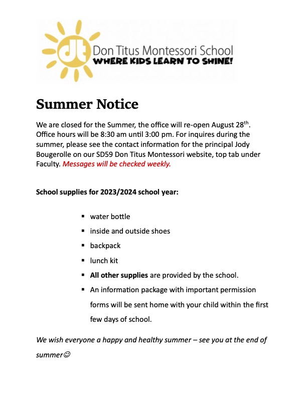 Don Titus Montessori | School District 59